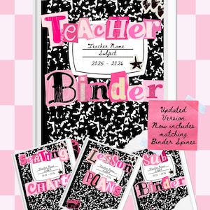 Y2k Theme Teacher Binder Cover Set | Editable Canva Templates + PDF ...