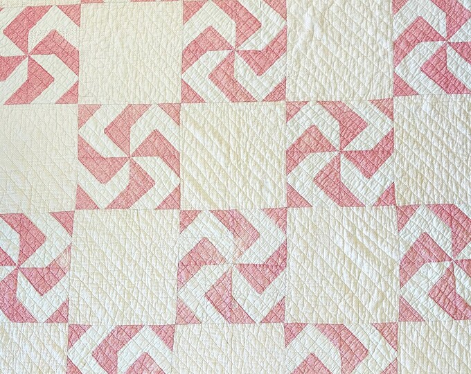 Vintage Handmade Pink Pinwheel Quilt ~ Calico Fabrics ~ 64x78” - Etsy