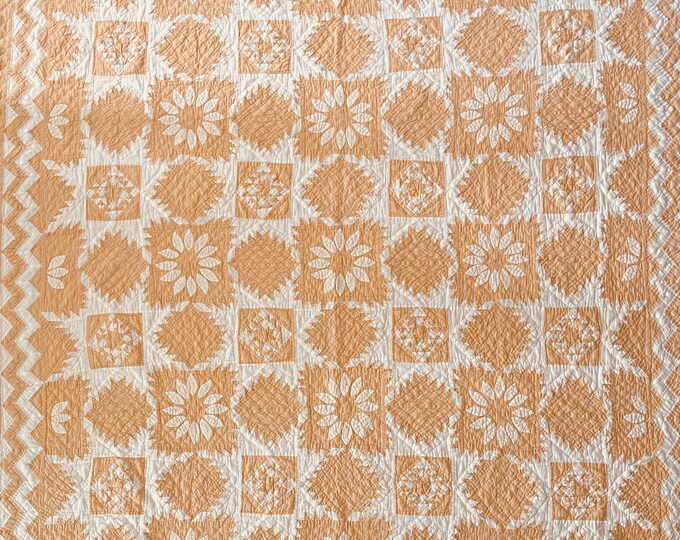 Unique Handmade Vintage Terracotta Quilt 79x79 - Etsy