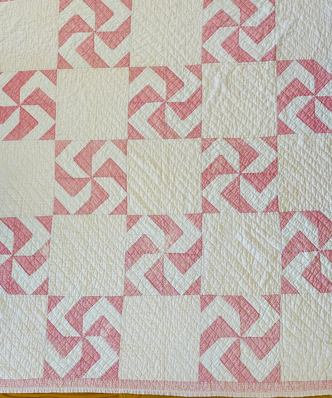 Vintage Handmade Pink Pinwheel Quilt Calico Fabrics 64x78 - Etsy