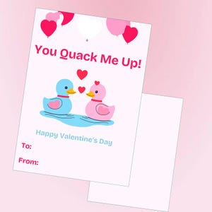 INSTANT DOWNLOAD Kid's Valentine's Day Card, Cute Duck Card, Animal ...