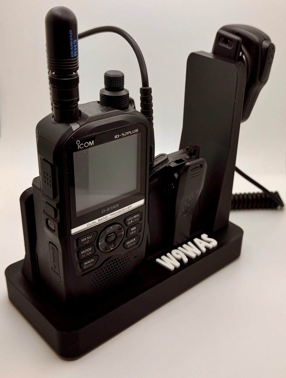 ICOM ID-52A Desk Stand: Custom Callsign, Dual Battery Slots, Mic Hook ...