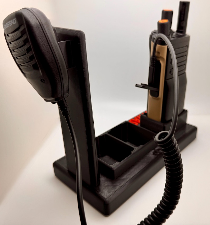 Custom Baofeng DM-32/UV-32 Radio Desktop Stand: Mic Holder, Battery ...