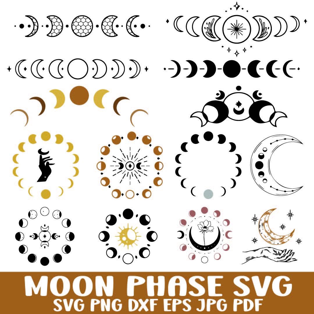 Moon Phases SVG Crescent Moon Project Svg Floral Moon Clipart Spiritual ...