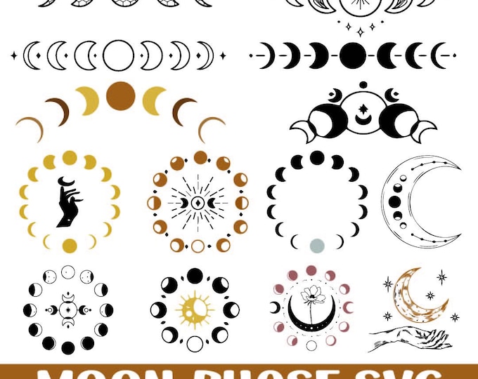Moon Phases SVG Crescent Moon Project Svg Floral Moon Clipart Spiritual ...