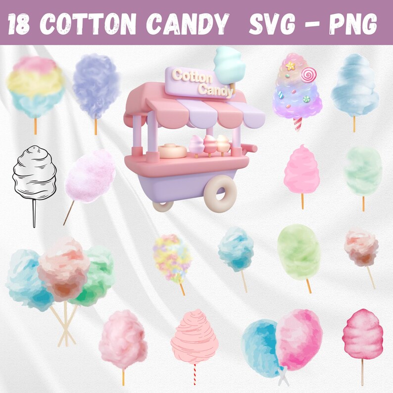 Cotton Candy PNG Files- Soft Candy Svg- Digital File ( SVG-PNG ...