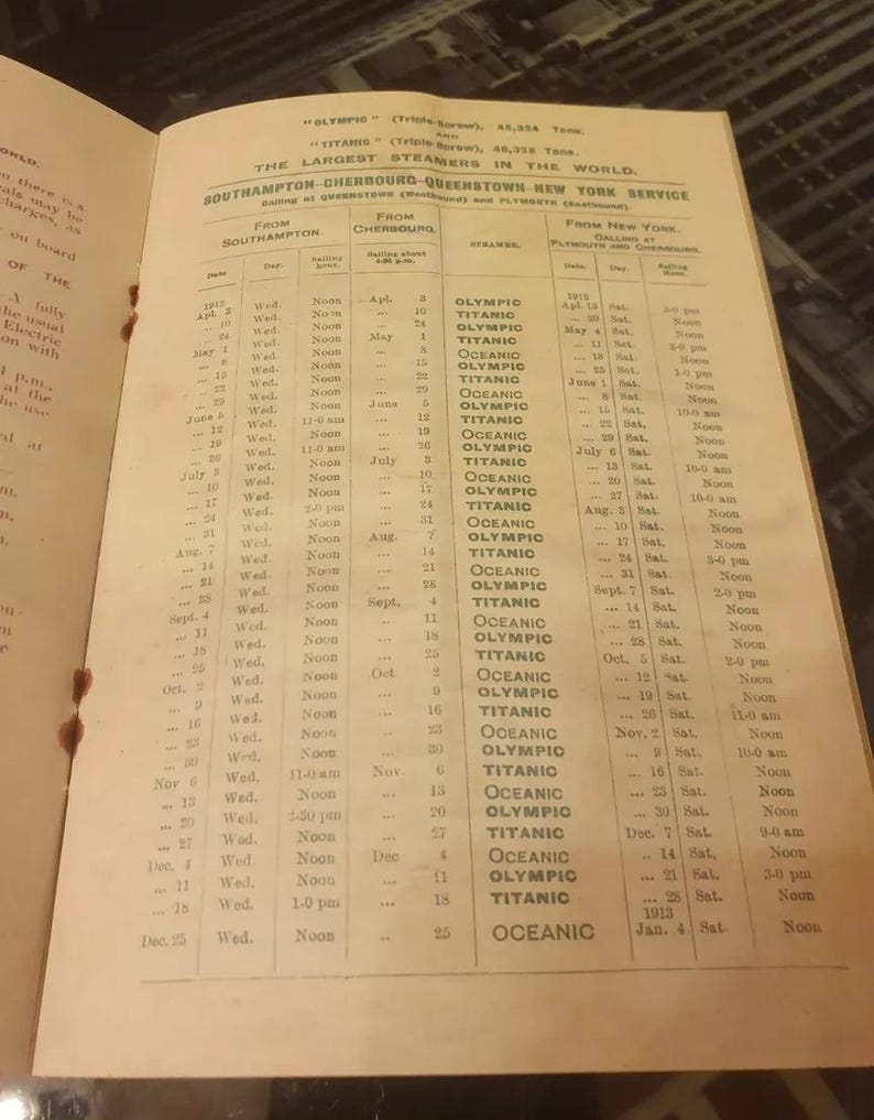 Museum Reproduction Facsimile White Star Line Titanic First Class ...