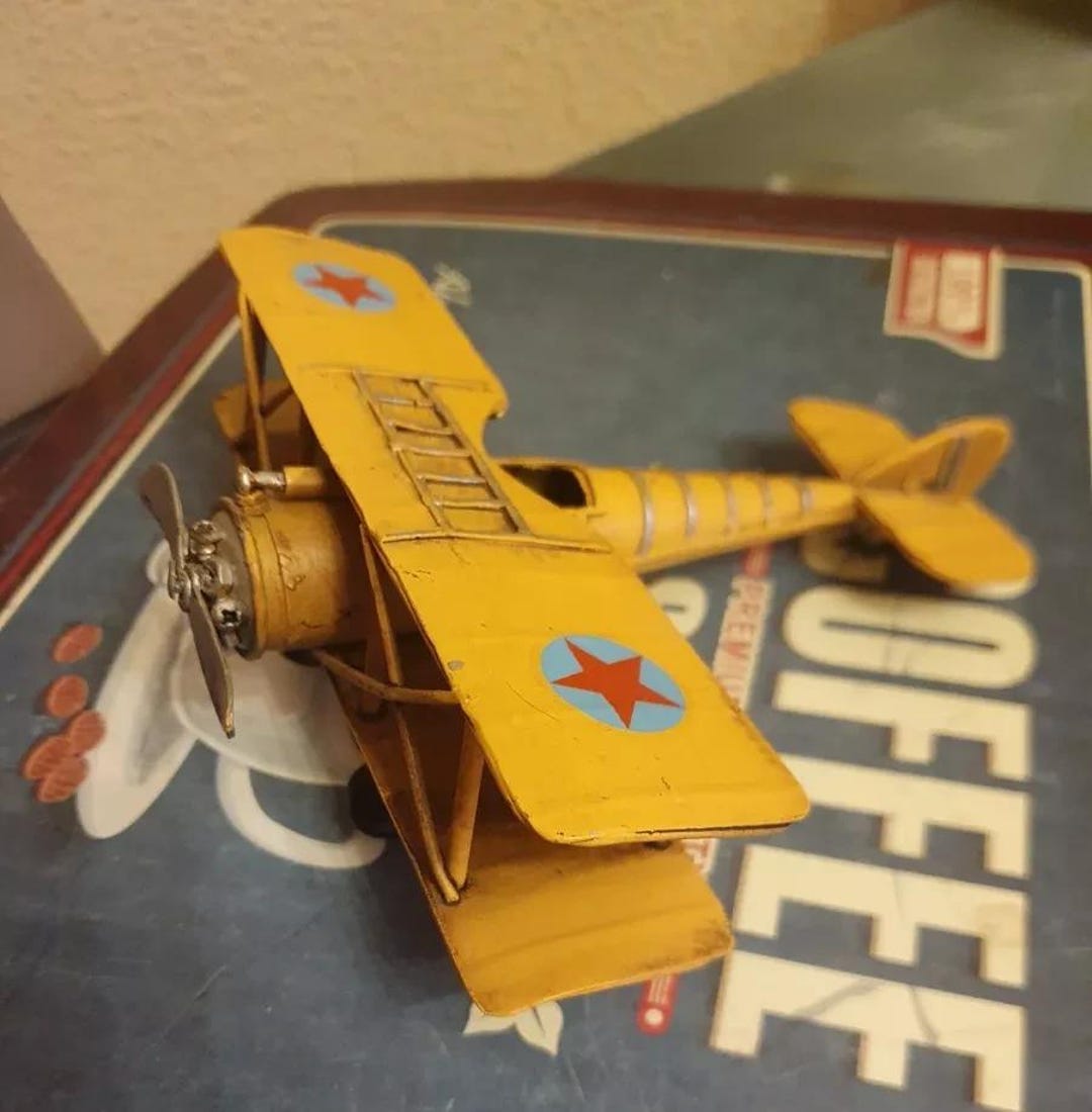 Vintage or Vintage Look Tin Biplane - Etsy
