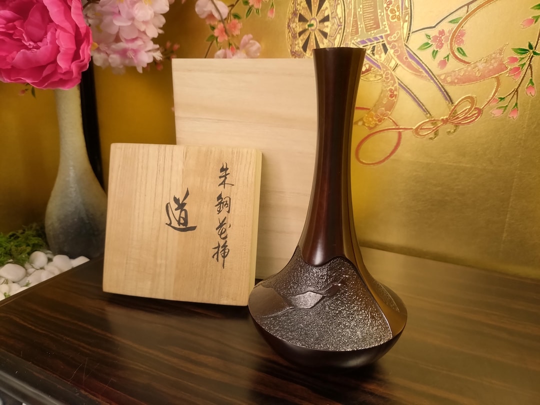 Vintage Shudo Copper Vase | Japanese Metal Art Ikebana Vase With Box - Etsy