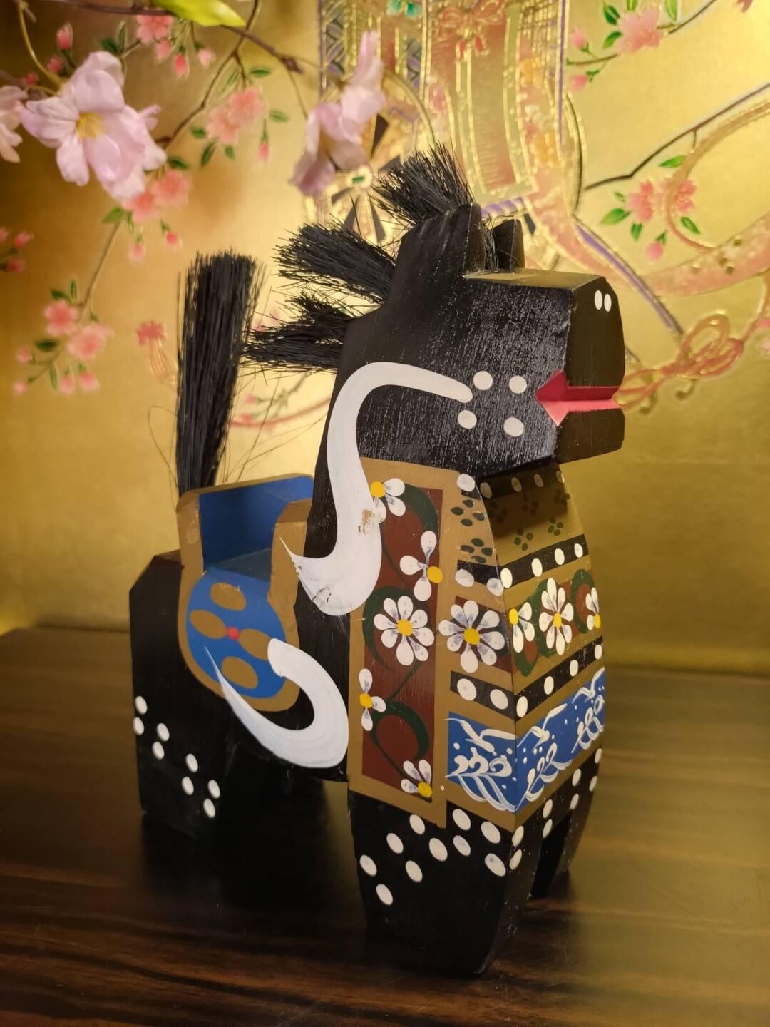 Hand-painted Traditional Japanese Wooden Horse | Kokeshi Folk Art ...
