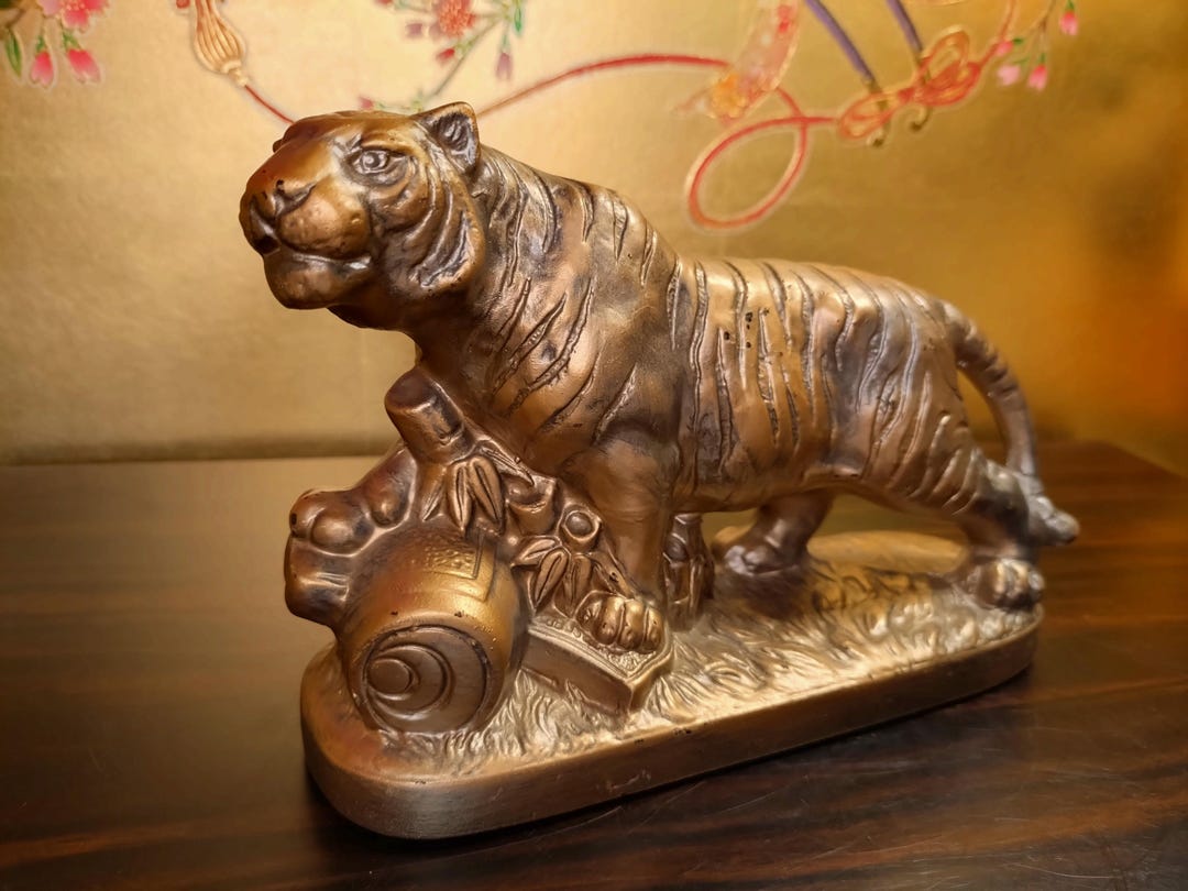 Vintage Tokoname-yaki Tiger Figurine | Feng Shui Wealth Symbol ...