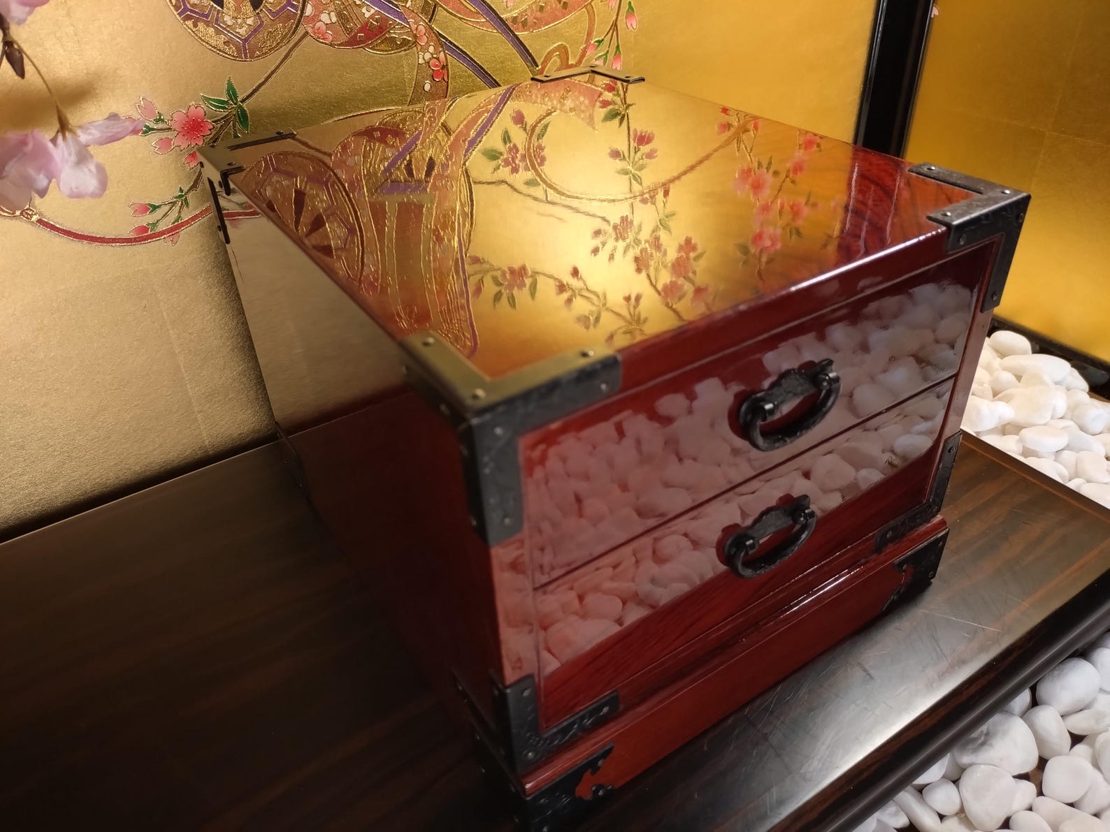 Vintage Japanese Mini Tansu Chest With Drawers | Lacquered Wooden ...