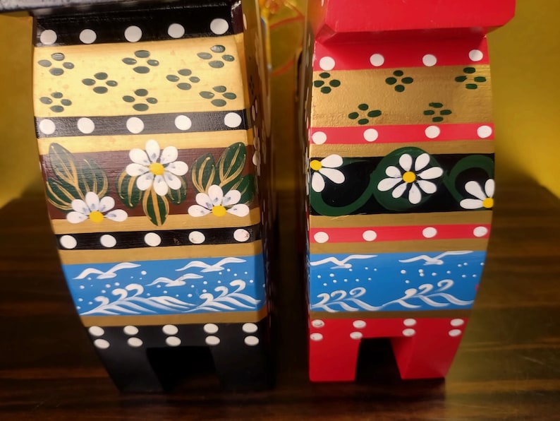Vintage Japanese Chagu Chagu Umako Horse Pair – Red & Black Wooden Folk ...