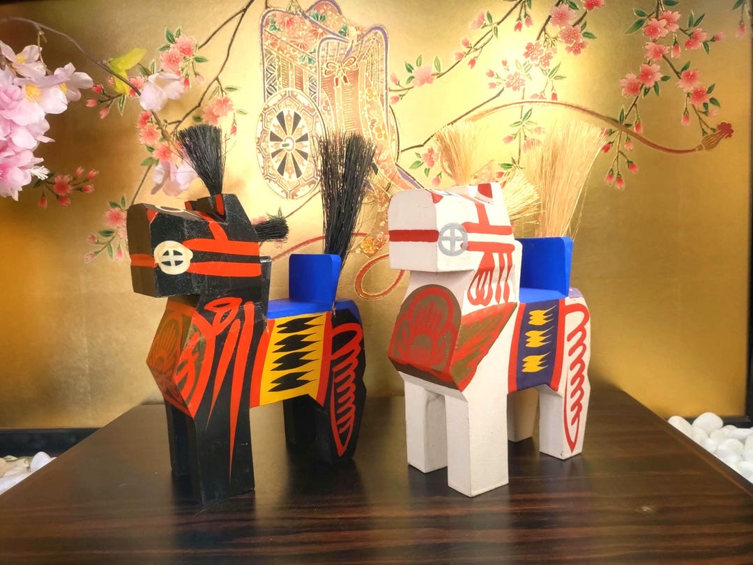 Vintage Chagu Chagu Umako Horse Set | Japanese Folk Art Wooden Horses ...