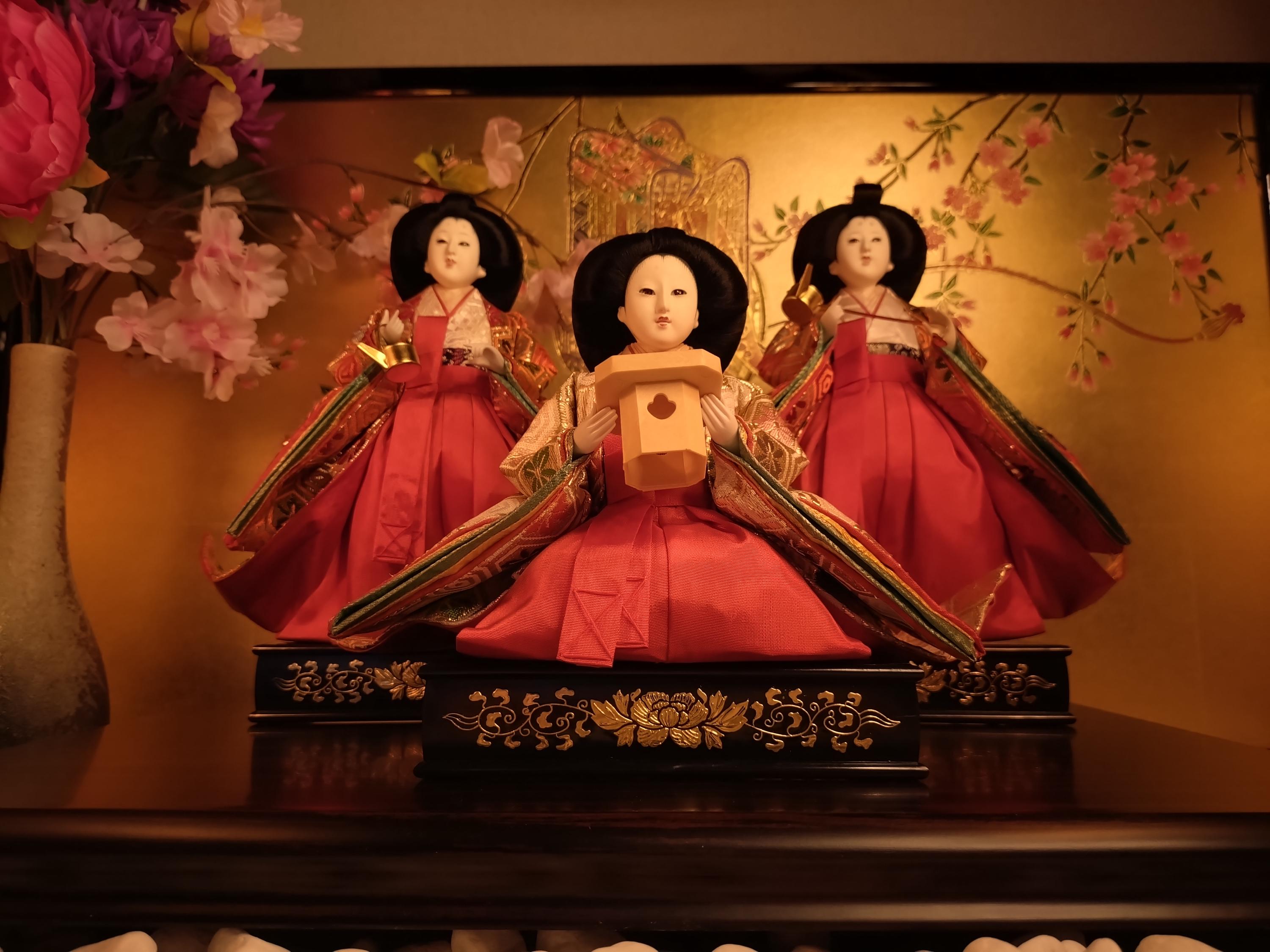 Traditional Japanese Hina Dolls Three Court Ladies Set - Luxurious ...
