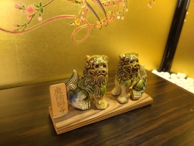 1970s Japanese Shisa Guardian Statues Pair, Vintage Okinawan Ceramic ...