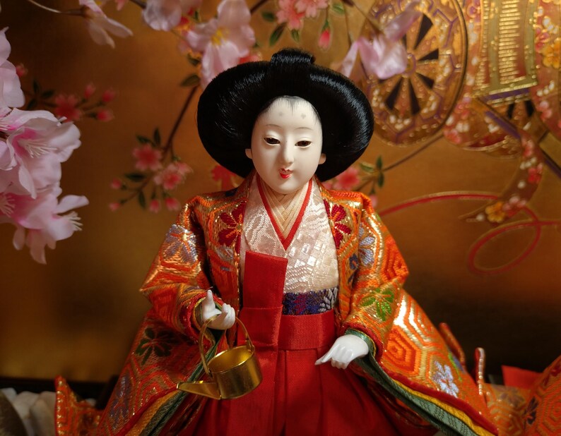 Traditional Japanese Hina Dolls Three Court Ladies Set - Luxurious ...