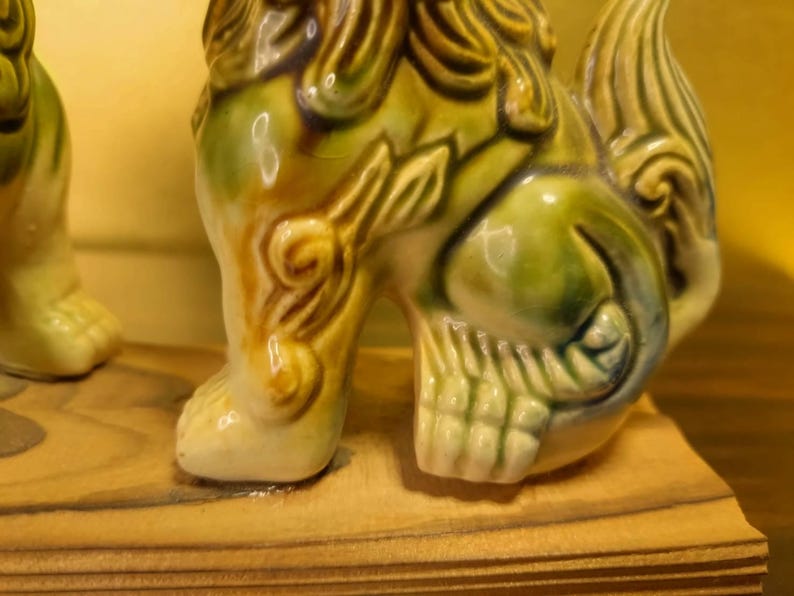 1970s Japanese Shisa Guardian Statues Pair, Vintage Okinawan Ceramic ...