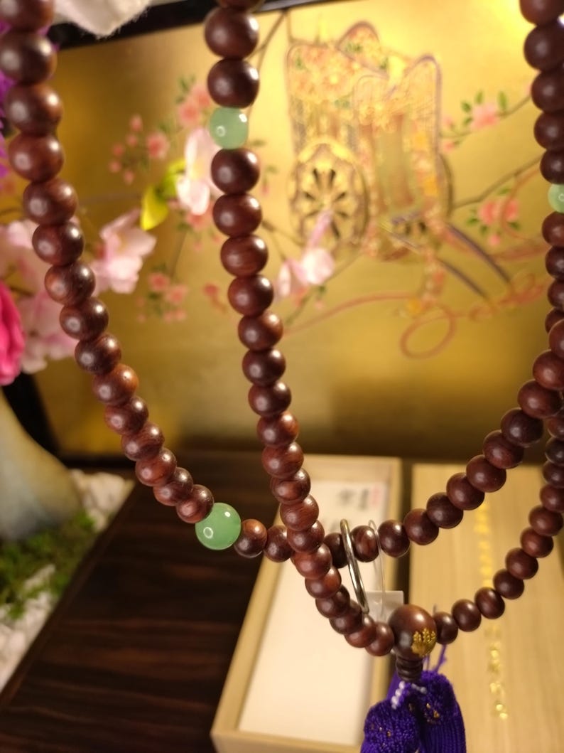 Handmade Double Strand Juzu Prayer Beads With Jade and Purple Tassels ...