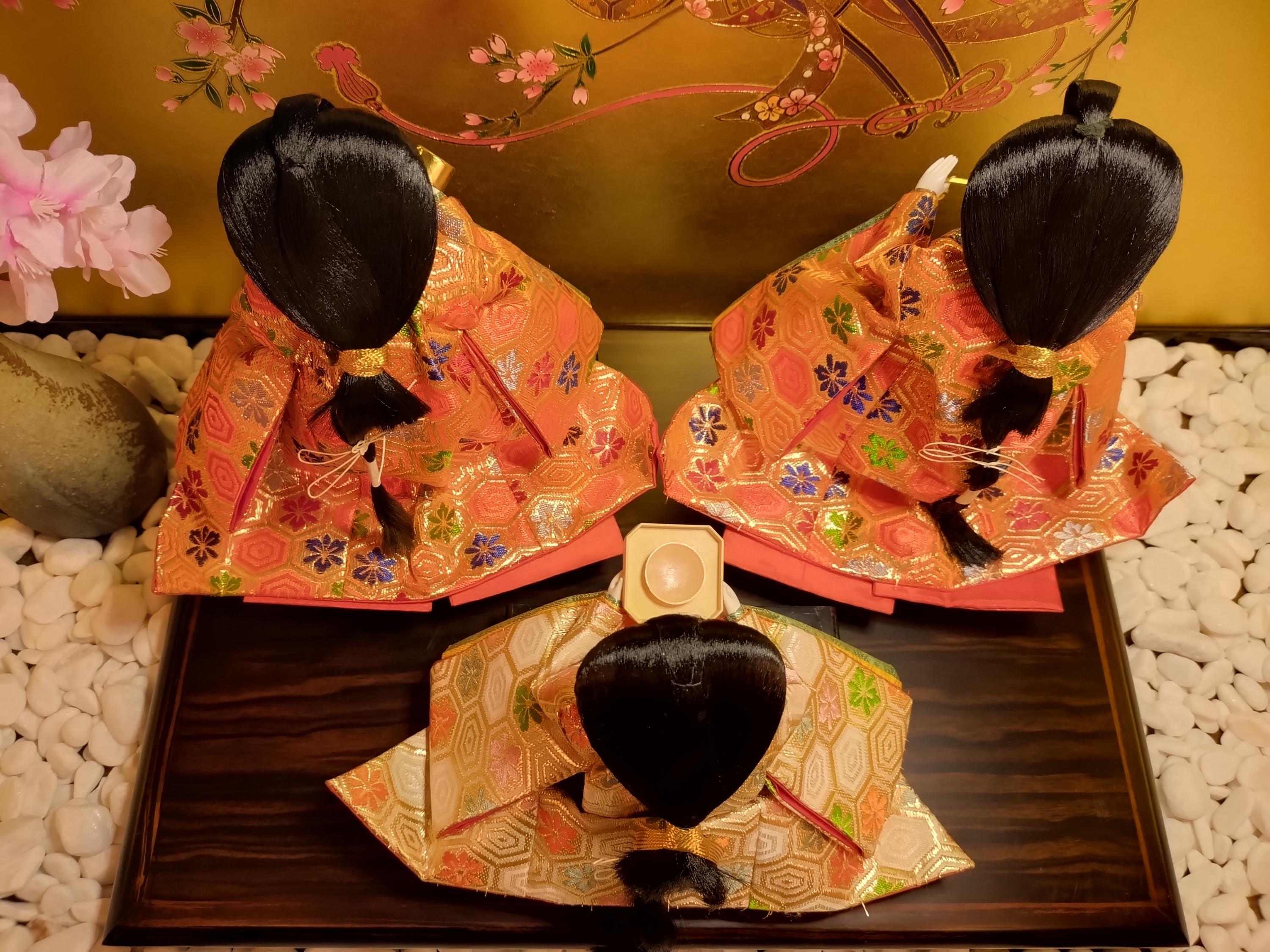 Traditional Japanese Hina Dolls Three Court Ladies Set - Luxurious ...