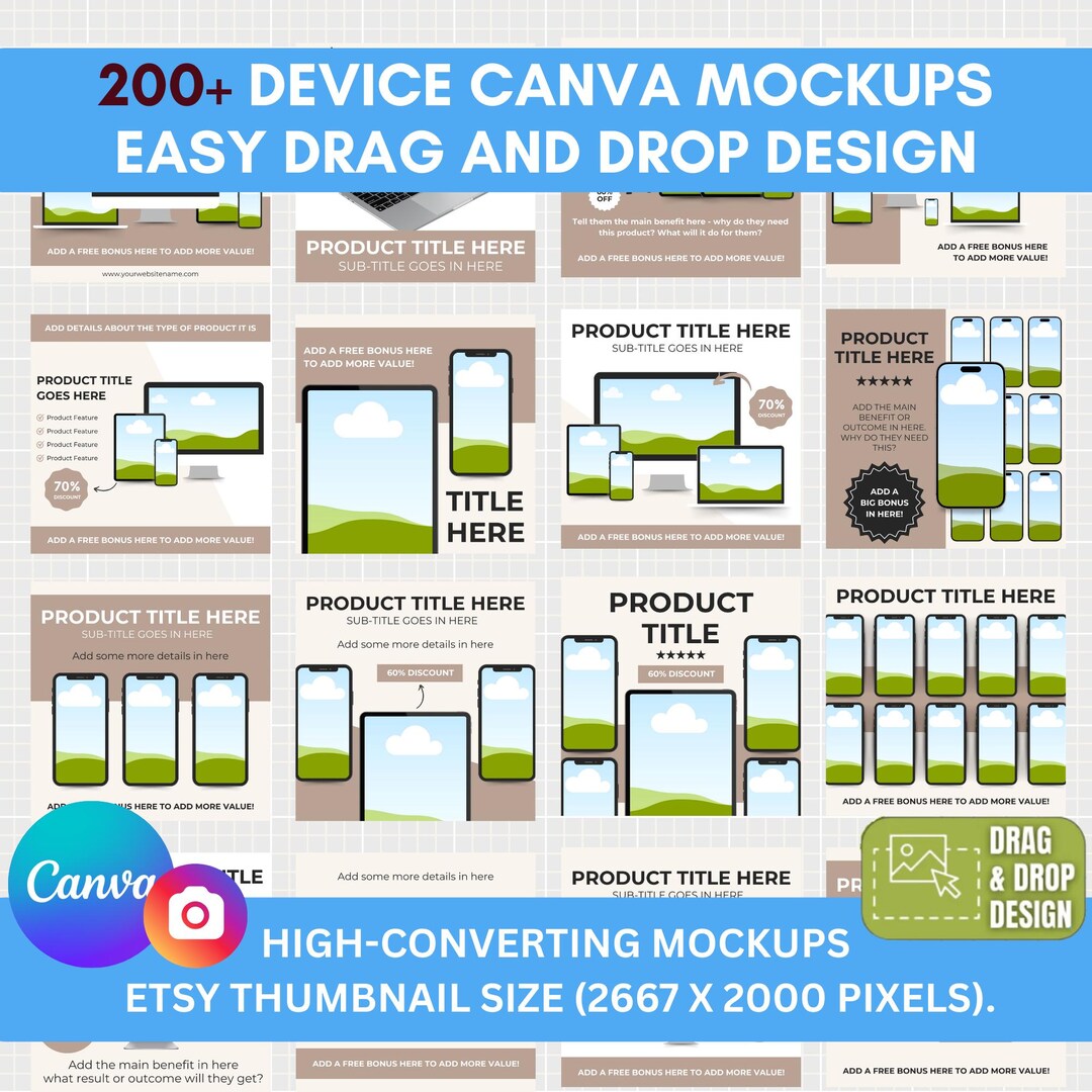 200+ Device Mockup Templates | Drag and Drop | Etsy Listing & Instagram ...