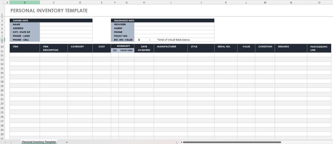 Inventory Excel Template | Stock & Inventory Management Spreadsheet - Etsy