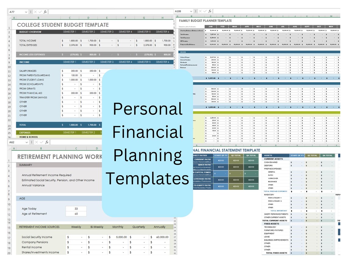 Personal Financial Planning Excel Template | Budget & Savings Tracker ...
