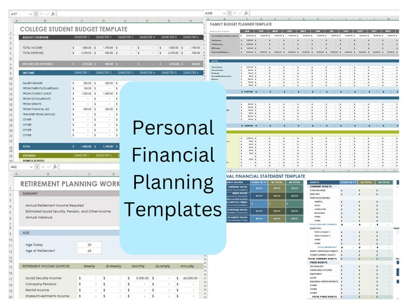 Personal Financial Planning Excel Template | Budget & Savings Tracker ...