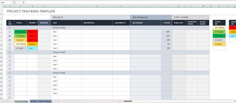 Project Management Excel Template | Task & Timeline Tracker - Etsy