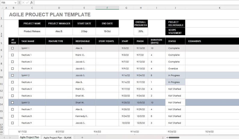 Project Management Excel Template | Task & Timeline Tracker - Etsy