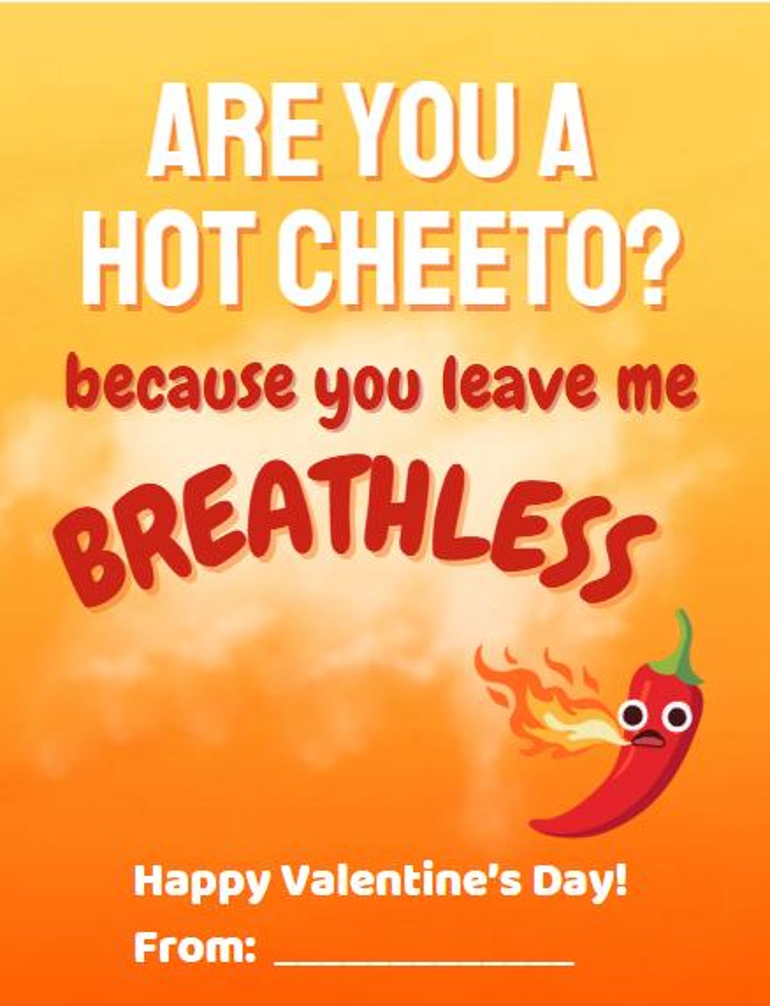 Flamin’ Hot Cheetos Valentines – Funny Printable Kids Valentine’s Cards ...