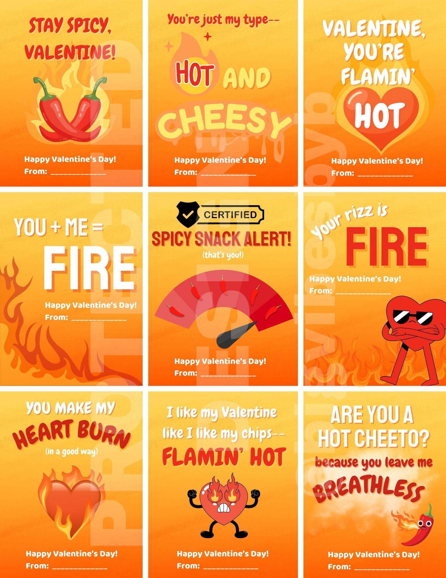 Flamin’ Hot Cheetos Valentines – Funny Printable Kids Valentine’s Cards ...