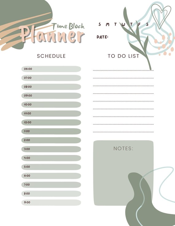 Boho Time Blocking Daily Planner - Etsy