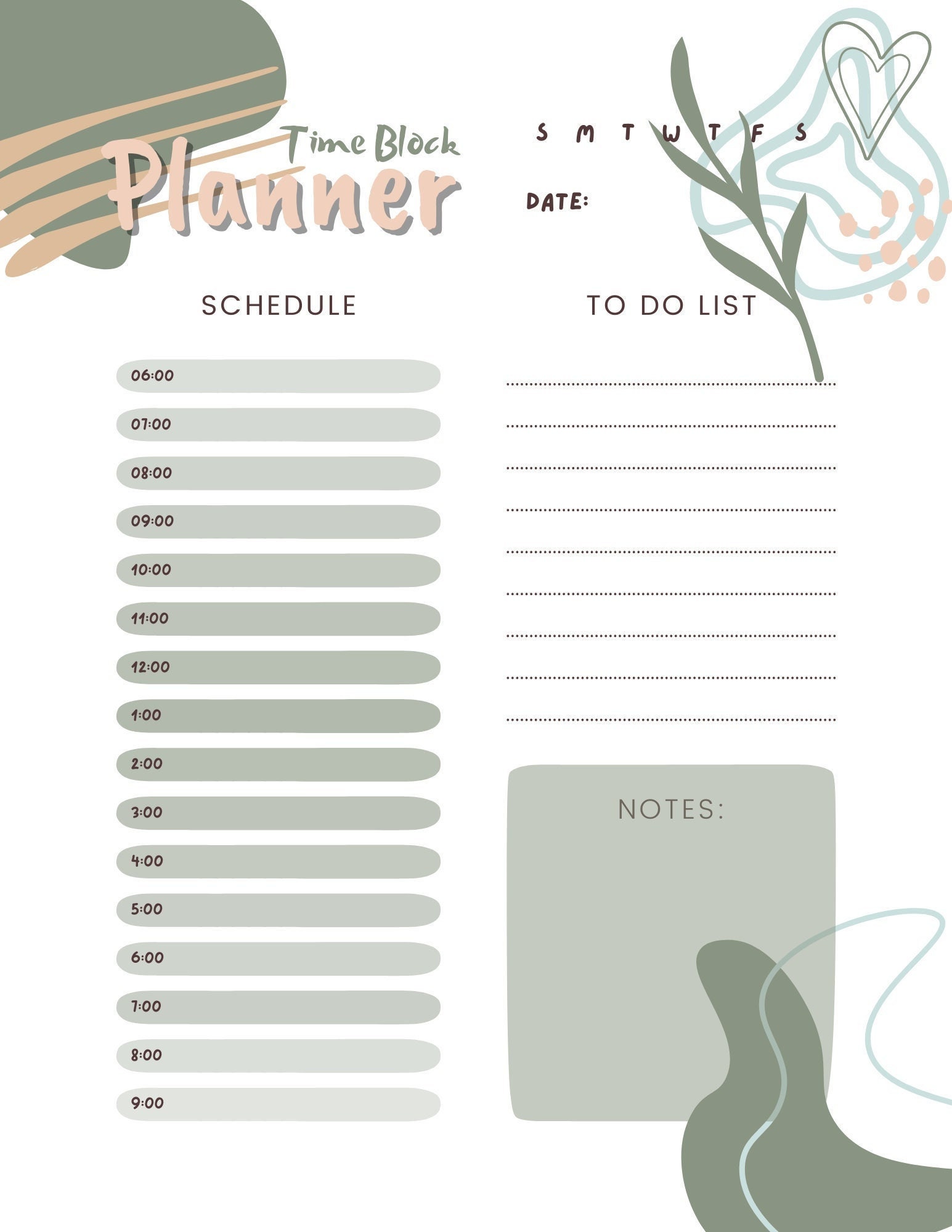 Boho Time Blocking Daily Planner - Etsy