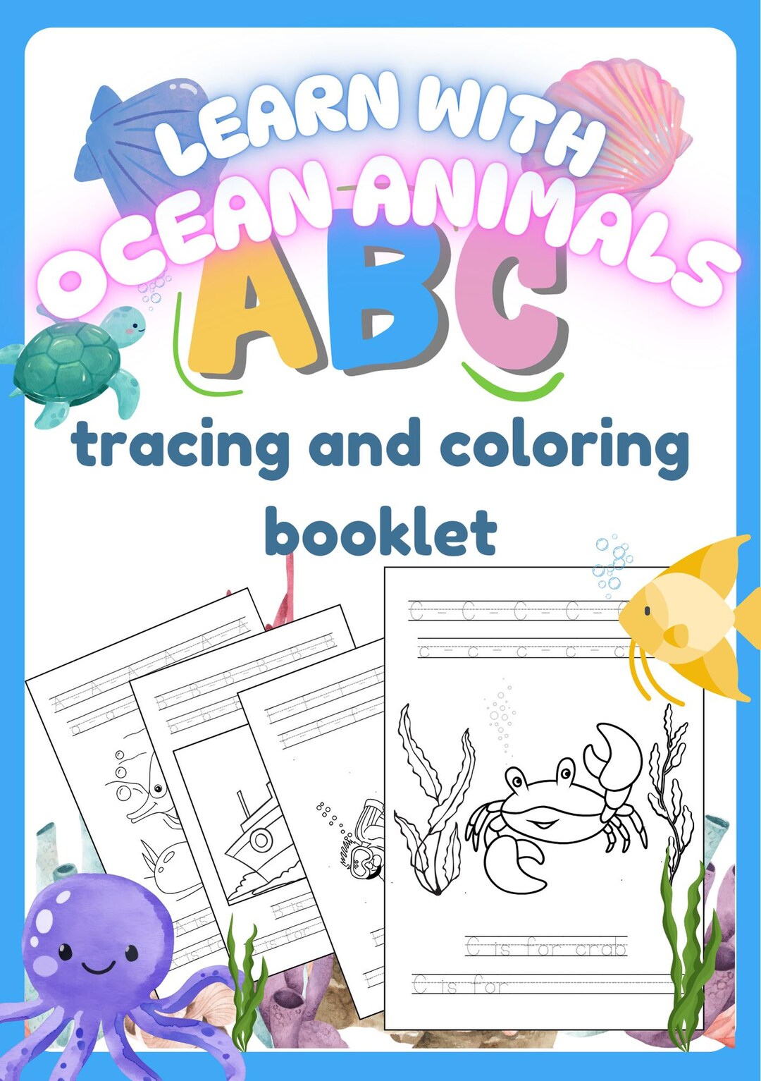 Children's Coloring Book | Ocean Themed Coloring Book | Spelling and ...