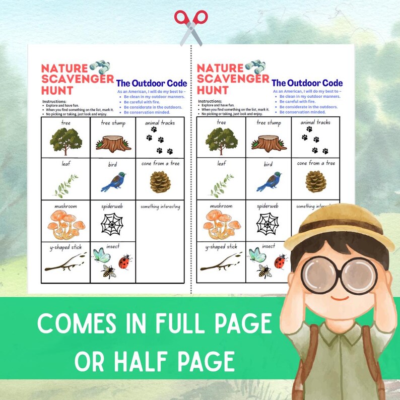 Nature Scavenger Hunt Printable | Digital Download| Outdoor Hike Activity With Outdoor Code ...