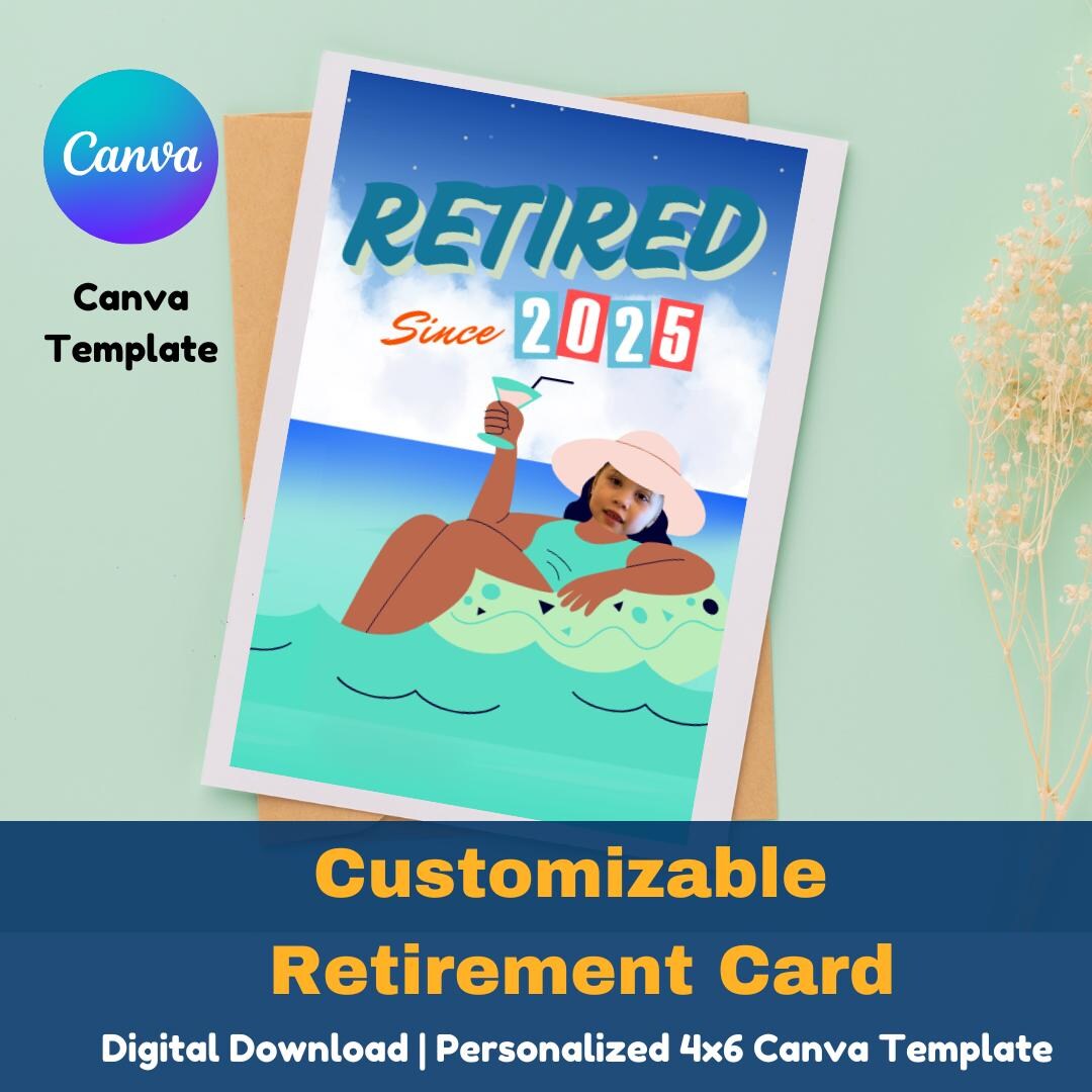 Customizable Retirement Card | Digital Download | Personalized 4x6 ...