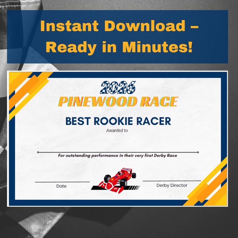 2026 HALF PAGE Pinewood Race Certificates | Printable & Fillable Awards ...