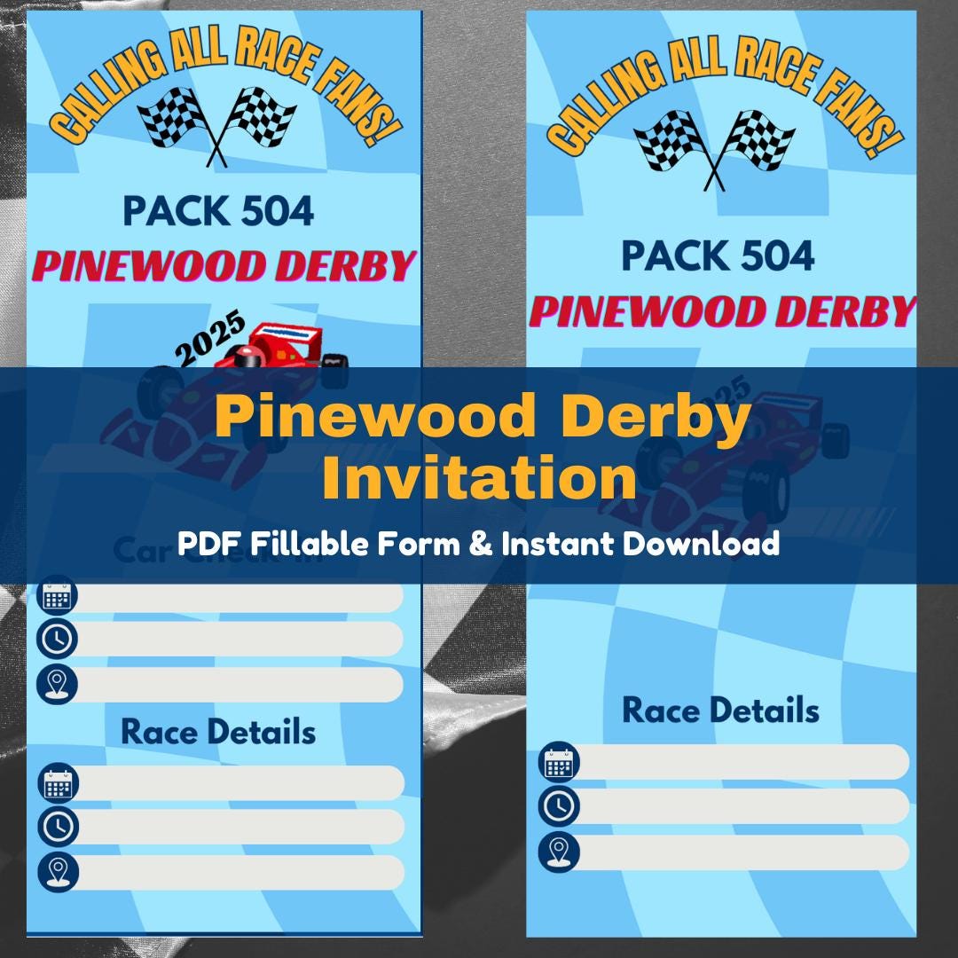 Pinewood Derby Invitations Editable PDF Digital Download Only - Etsy