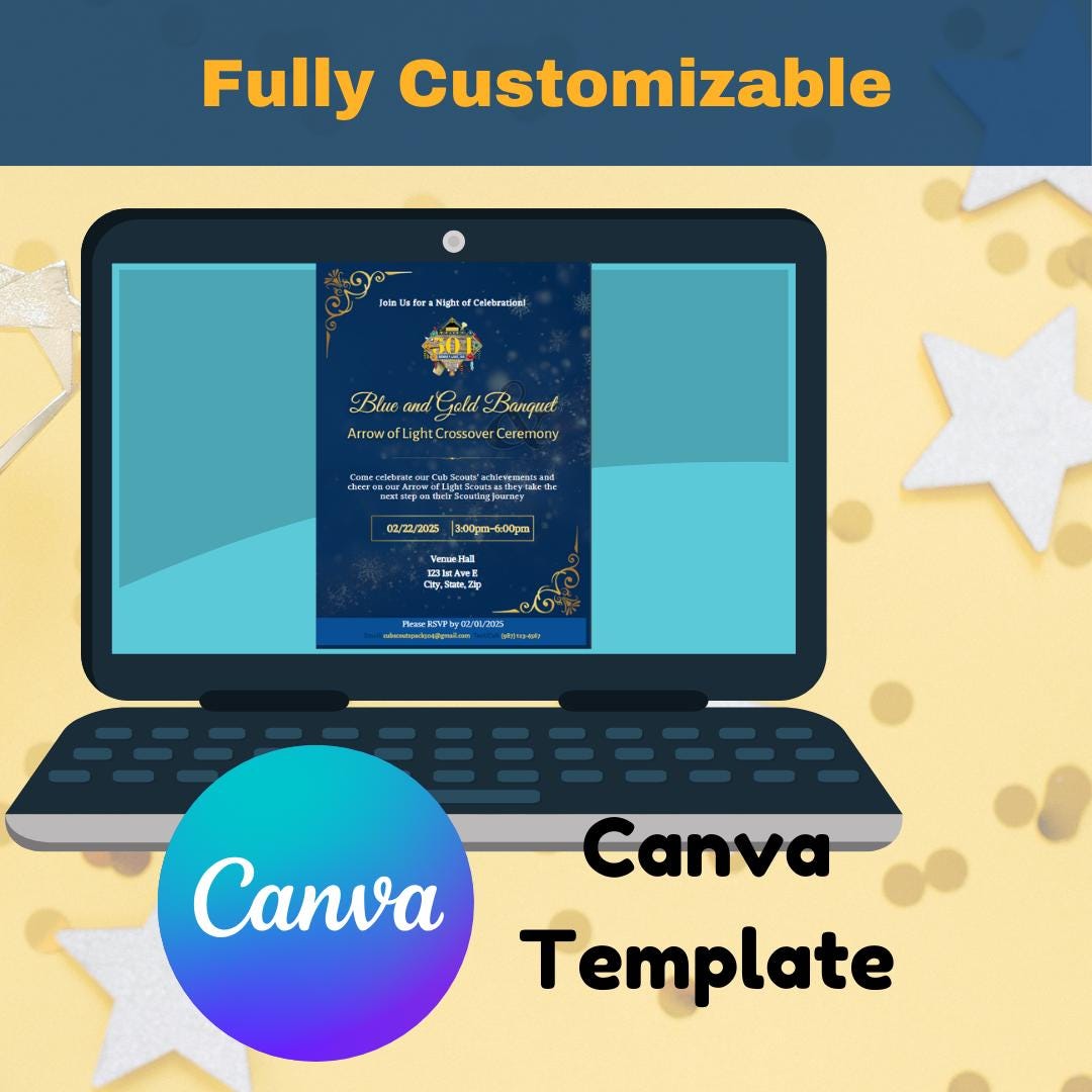 Boy Scouts Blue And Gold Invitation Template