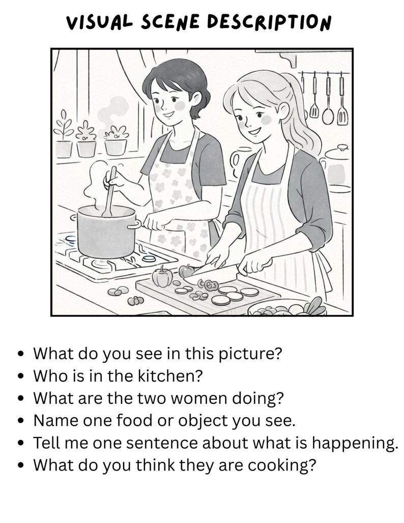 Aphasia Picture Description Worksheets | Visual Scene Therapy (digital ...