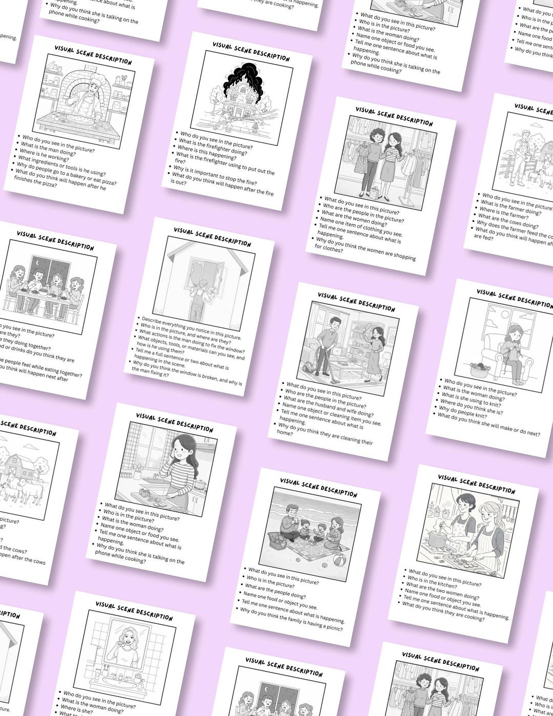 Aphasia Picture Description Worksheets | Visual Scene Therapy (digital ...