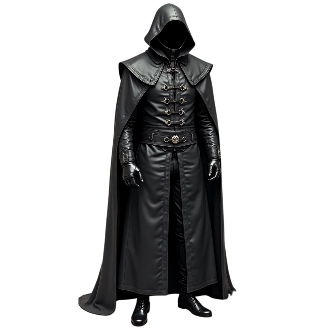 Medieval Black Leather Hooded Cloak Gothic Black Leather Long Vest - Etsy