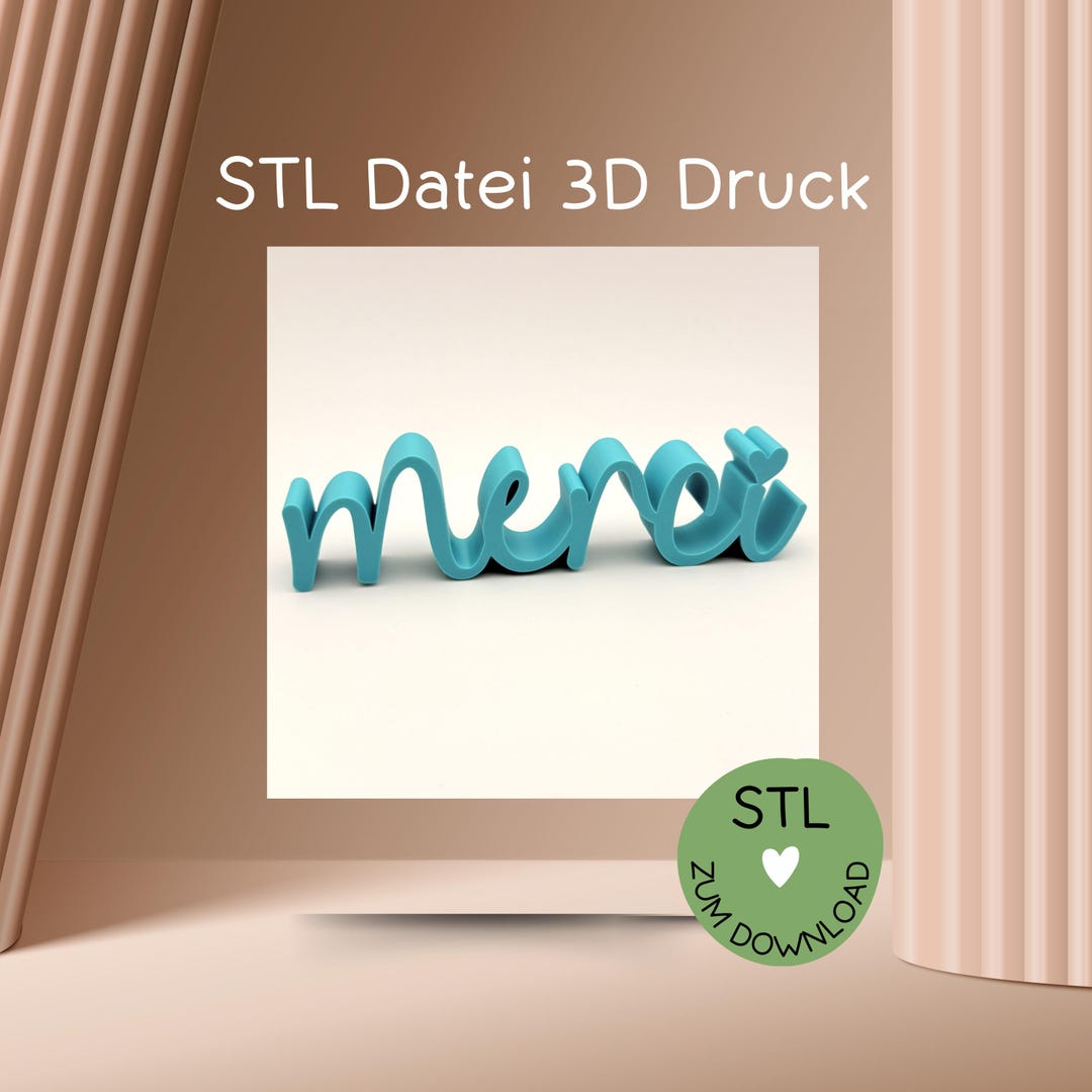3D Print File MERCI, STL, Lettering Merci, for 3D Printers, E.g ...