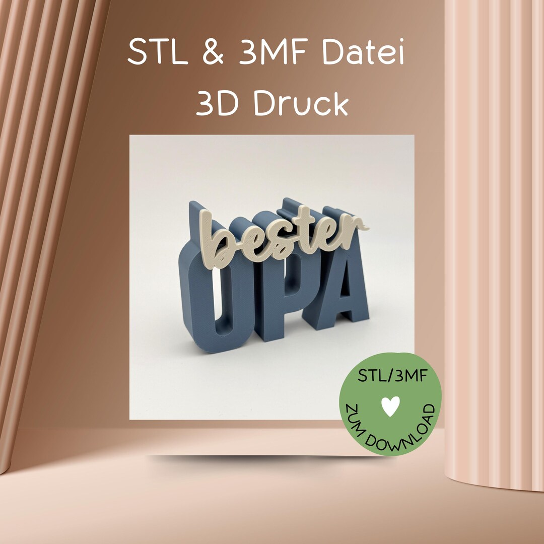 Digital File, 3D Print File, STL or 3MF, Lettering "best Grandpa", for ...