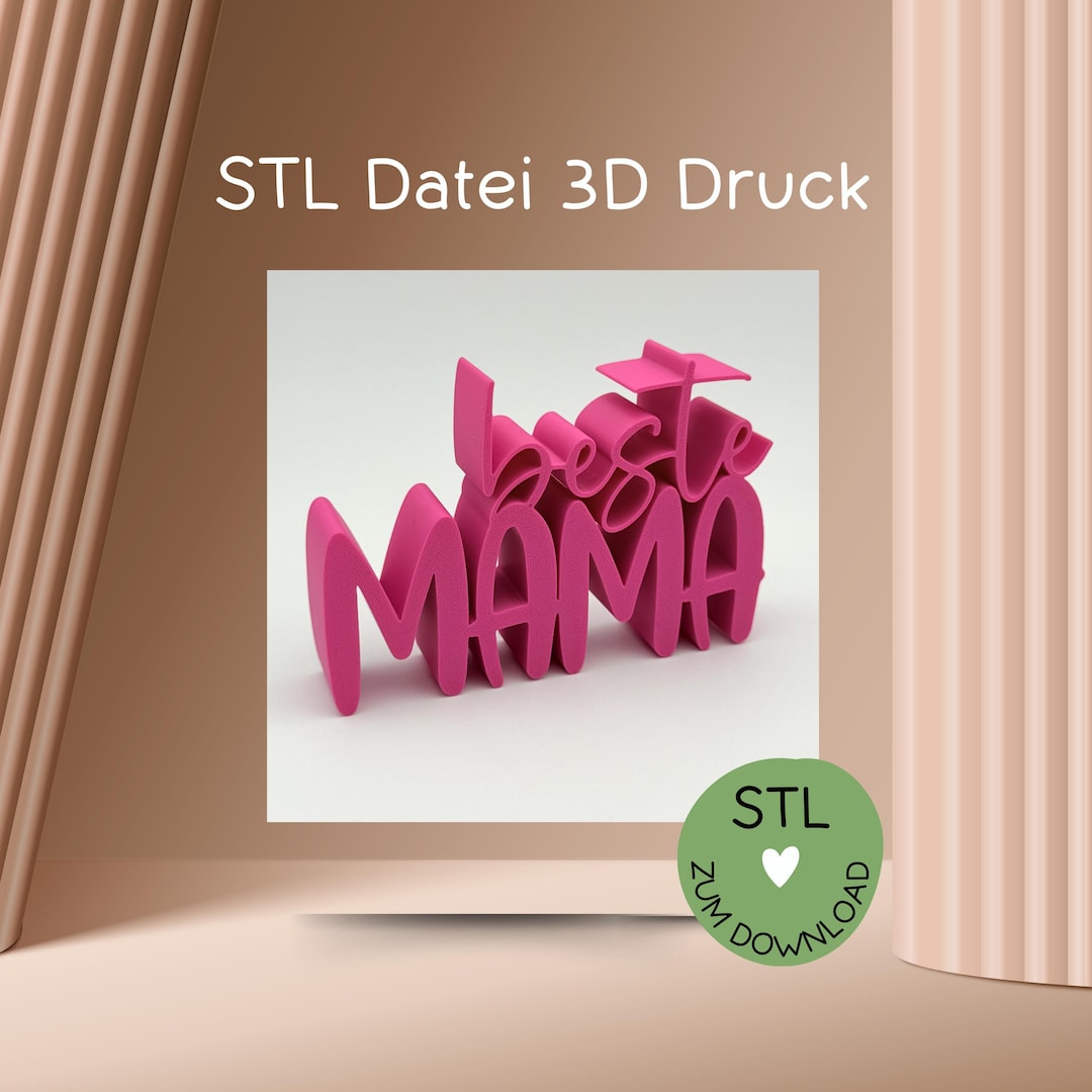 Digital File, 3D Printing File, STL, Lettering "best Mom", for 3D ...