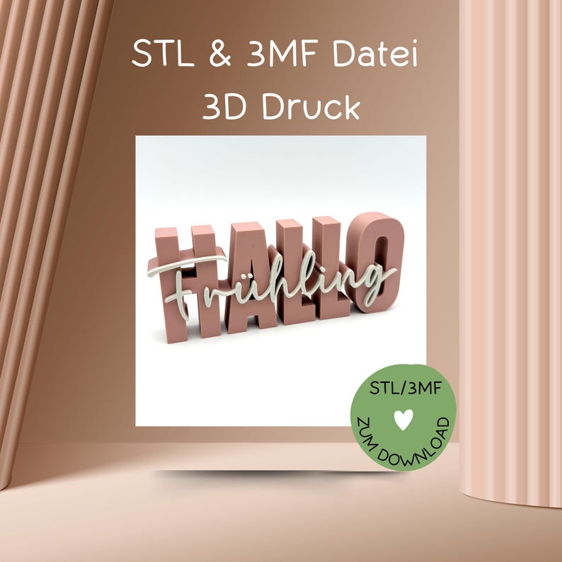Digital File, 3D Print File, HELLO Spring, Lettering, STL or 3MF, for ...