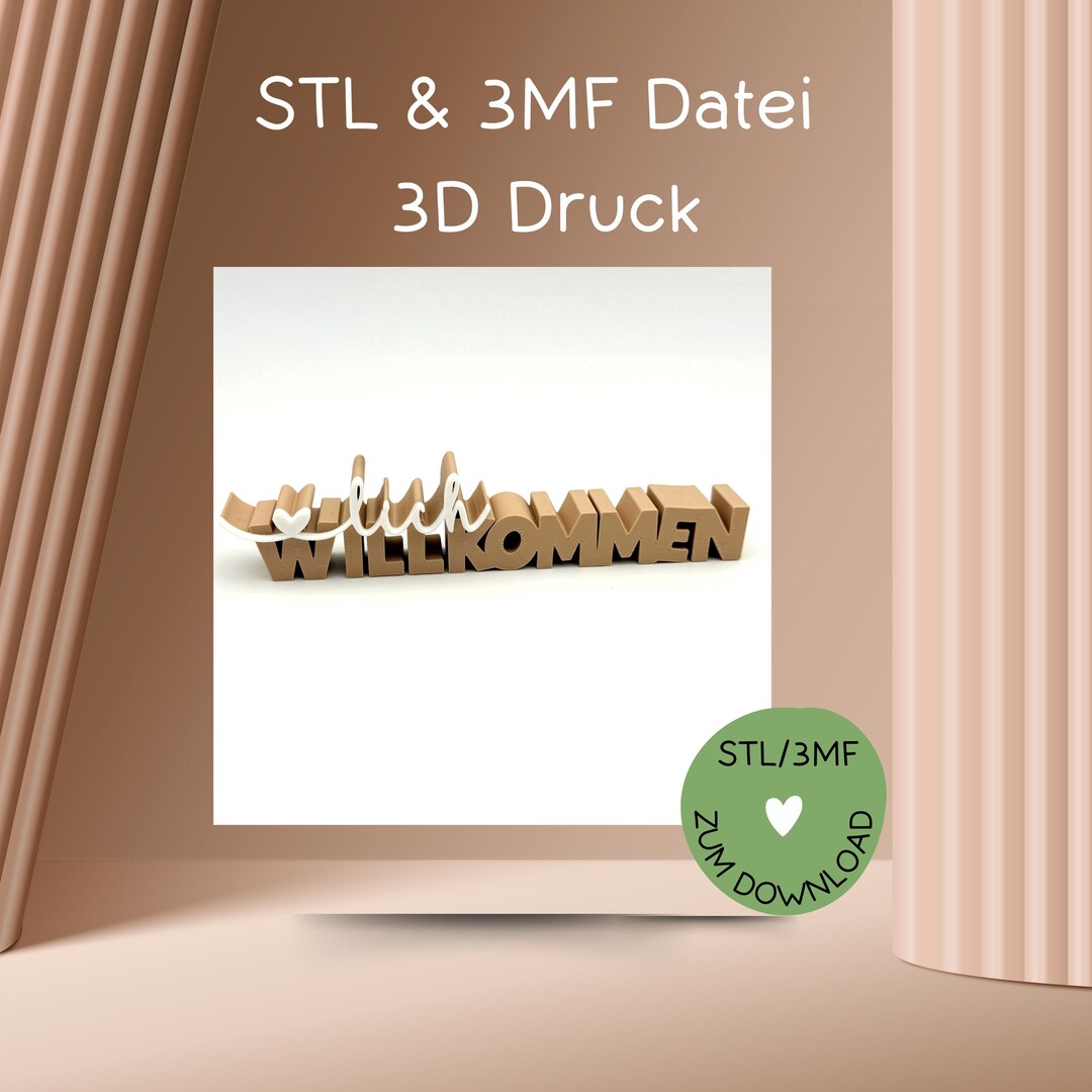 Digital File, 3D Printing File, STL or 3MF, Lettering "welcome ...