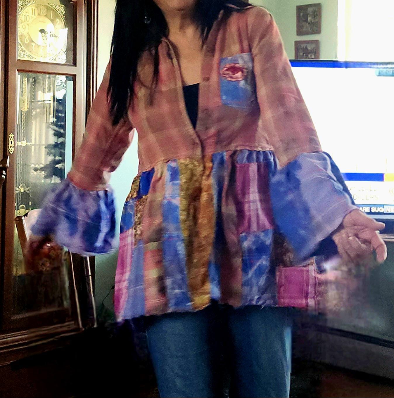 Dreamy Boho Hippie Shabby Chic Flannel Refashioned Upcycled Patchwork ...