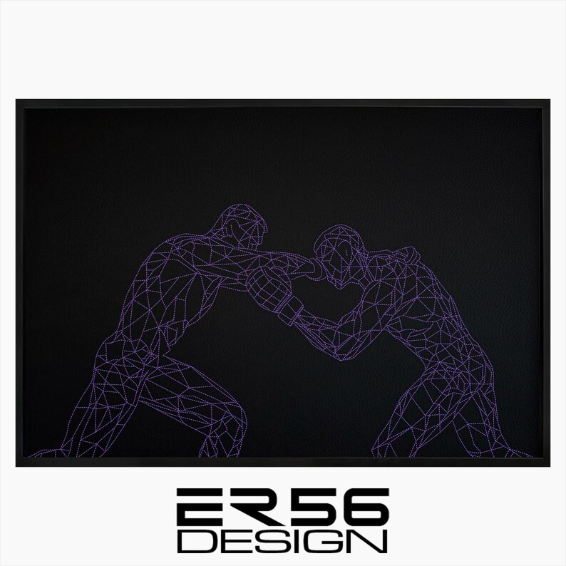 Boxing Inspired Wall Art: Black Leather With Intricate Embroidered ...